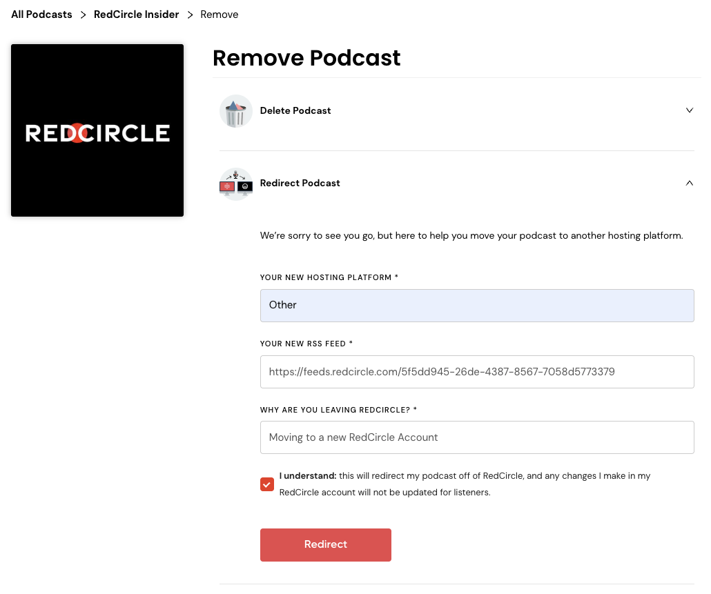 Migrate Podcast Between RedCircle Accounts